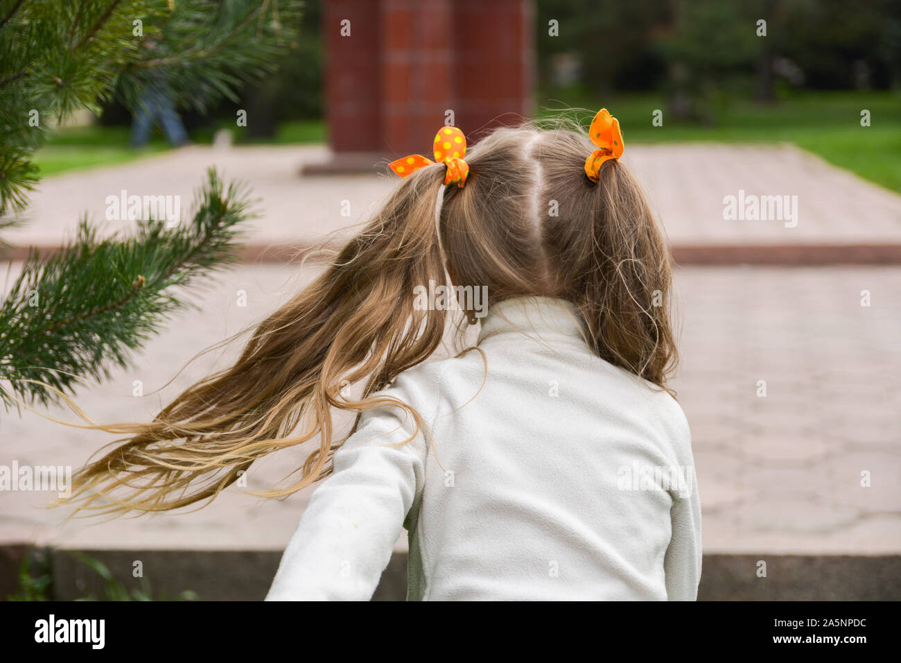 Little girl standing from the back Stock Photo - Alamy