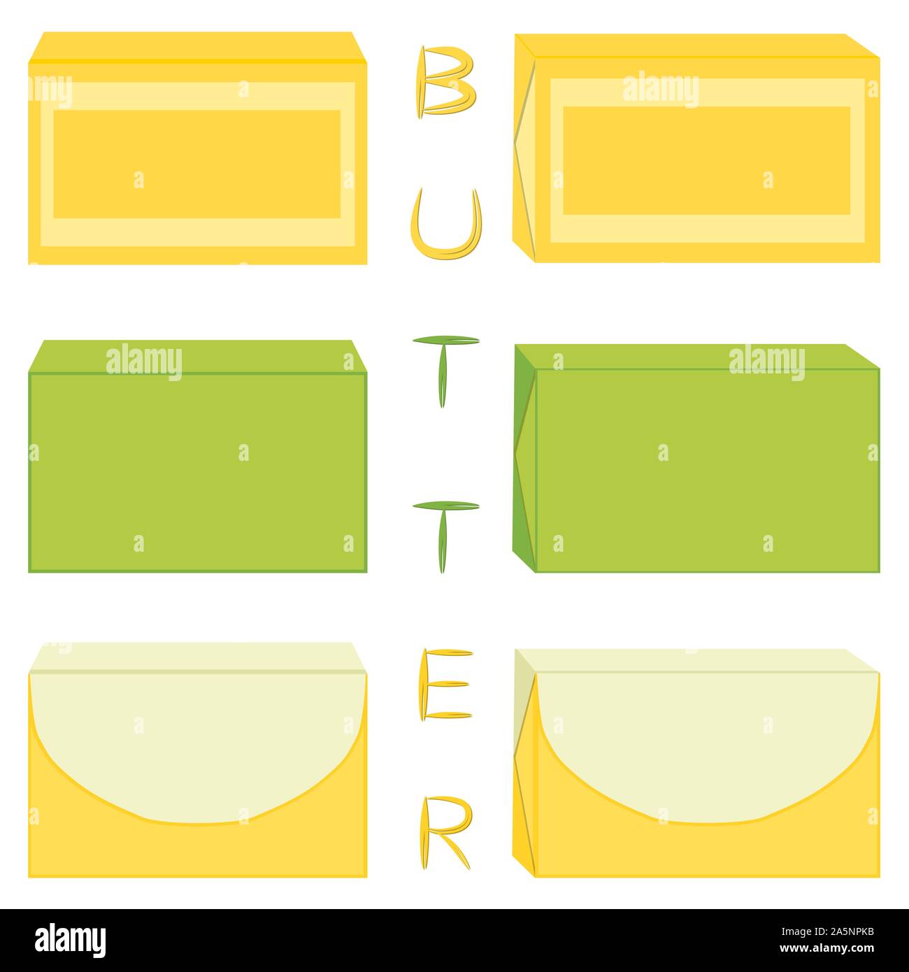 Illustration on theme big colored set different types creamy butter ...