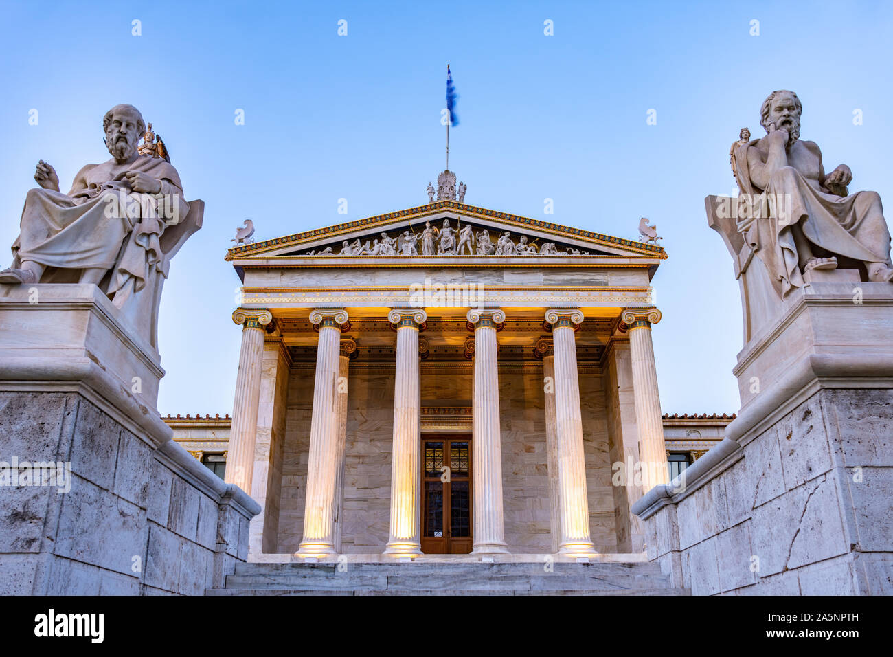 The Neoclassical building of the Academy of Athens in Greece Stock ...