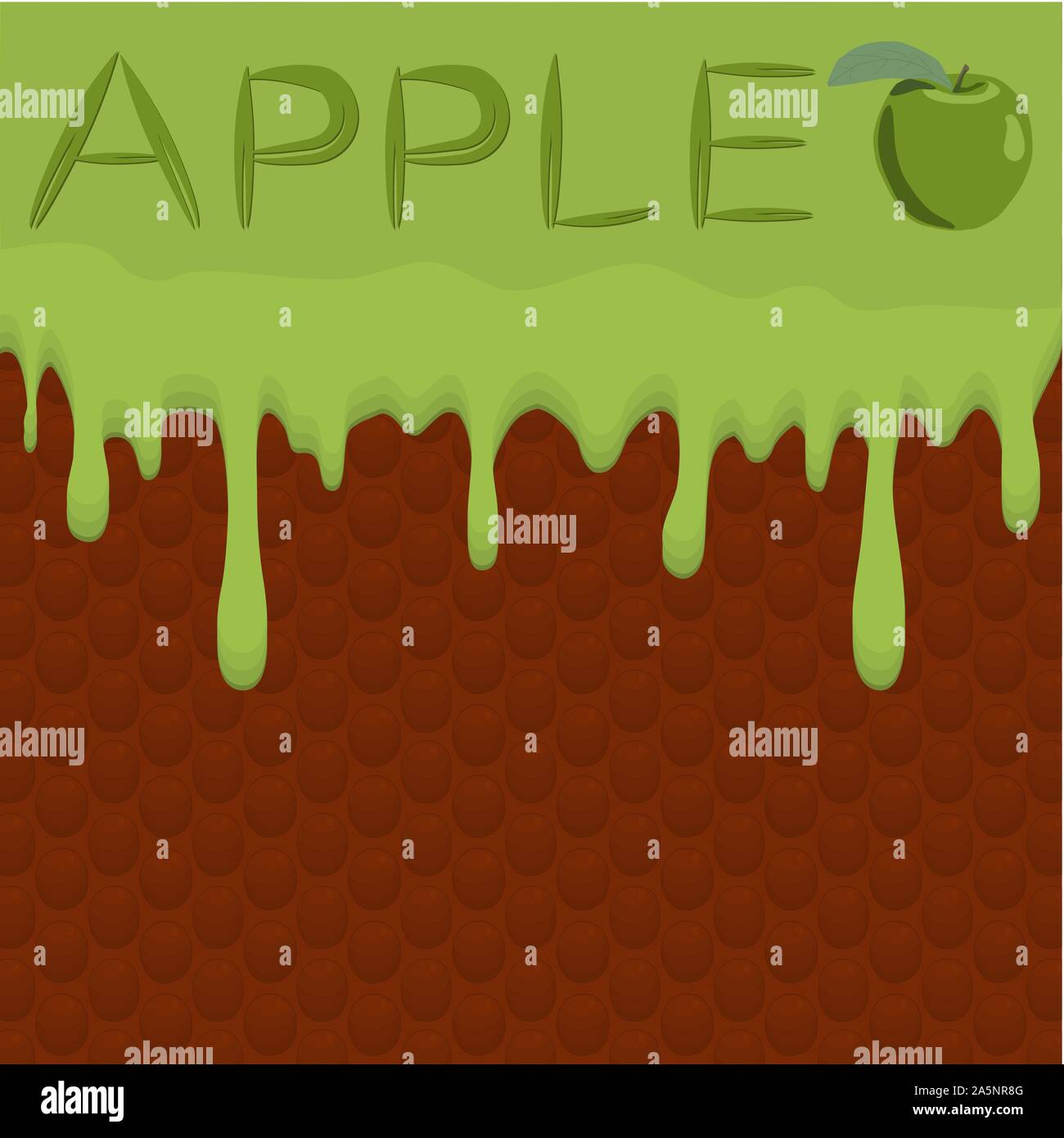 Illustration on theme falling runny apples drip at sugary waffle cookie ...