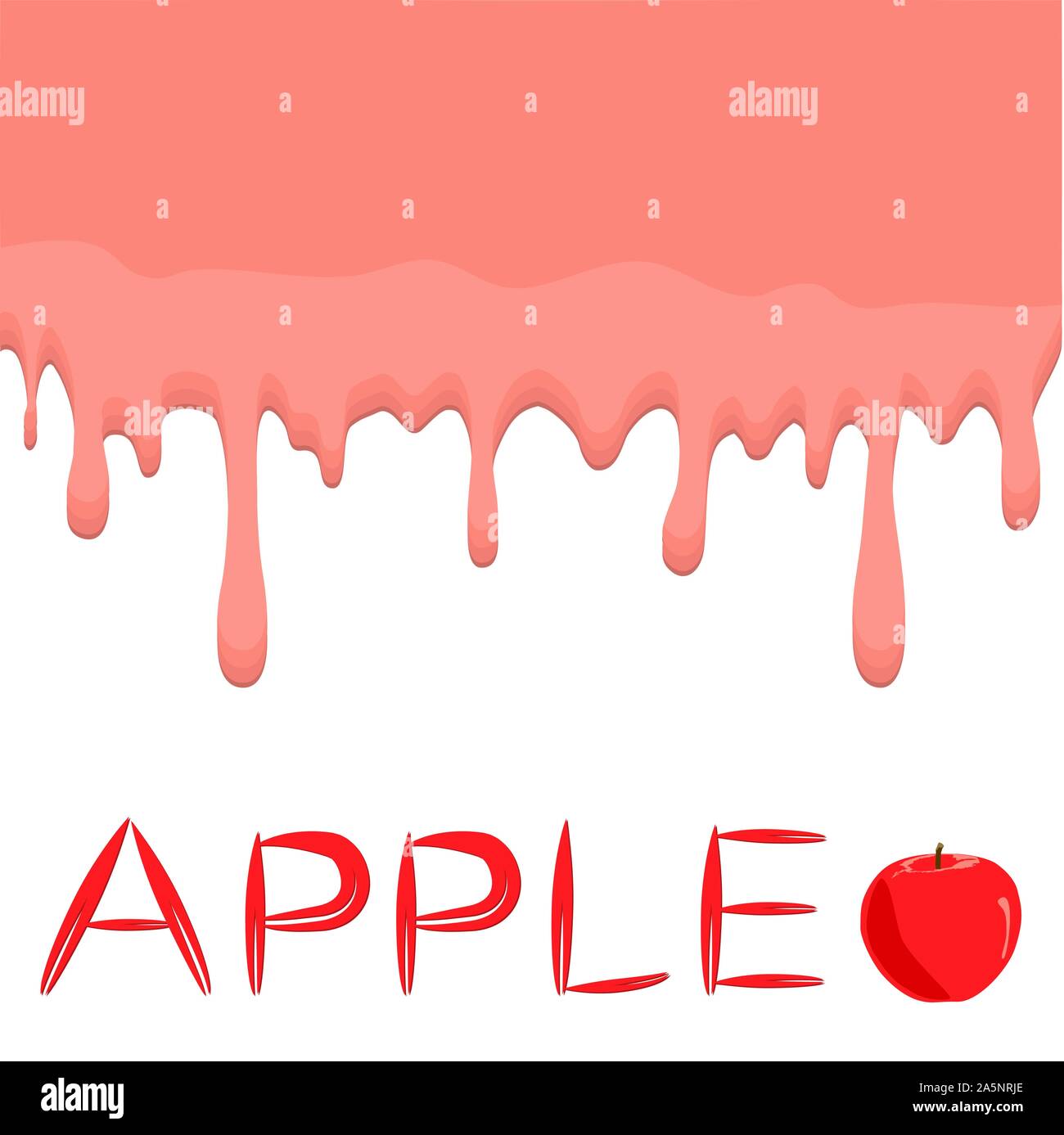 Illustration on theme falling runny apples drip at sugary cow milk ...