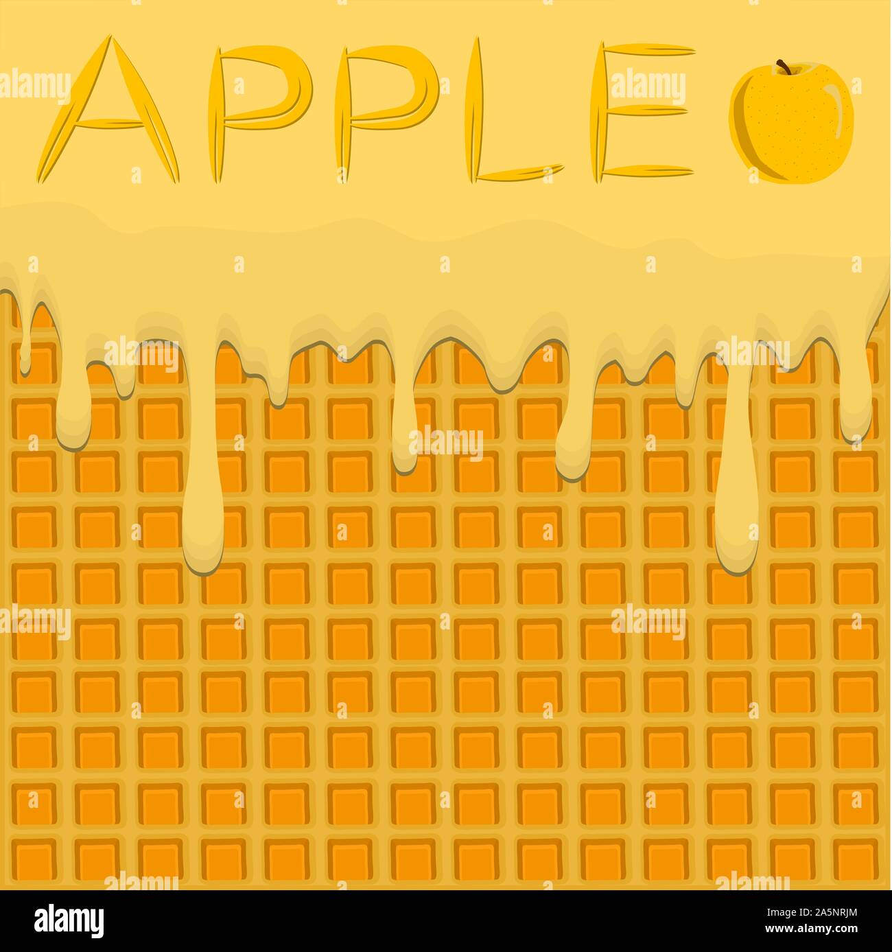 Illustration on theme falling runny apples drip at sugary waffle cookie ...