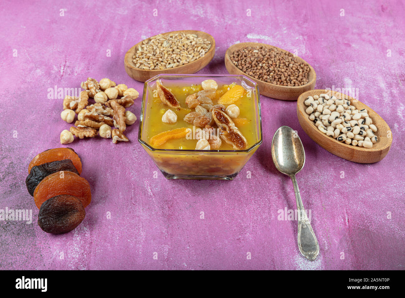 Traditional Turkish dessert ashure, close-up (Noah's Pudding Stock ...
