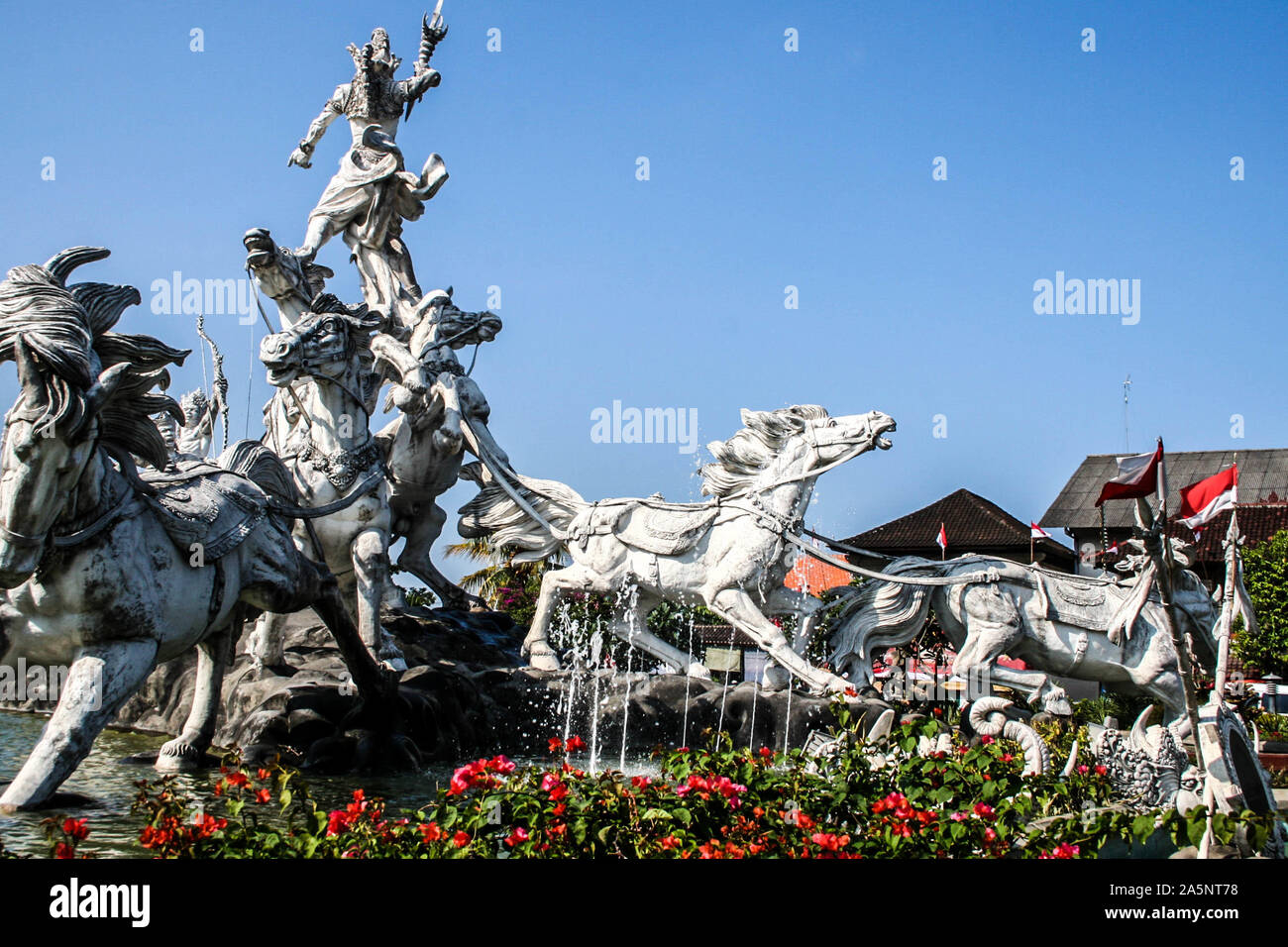 Statues and monuments around Bali including the Satria Gatotkaca Statue ...