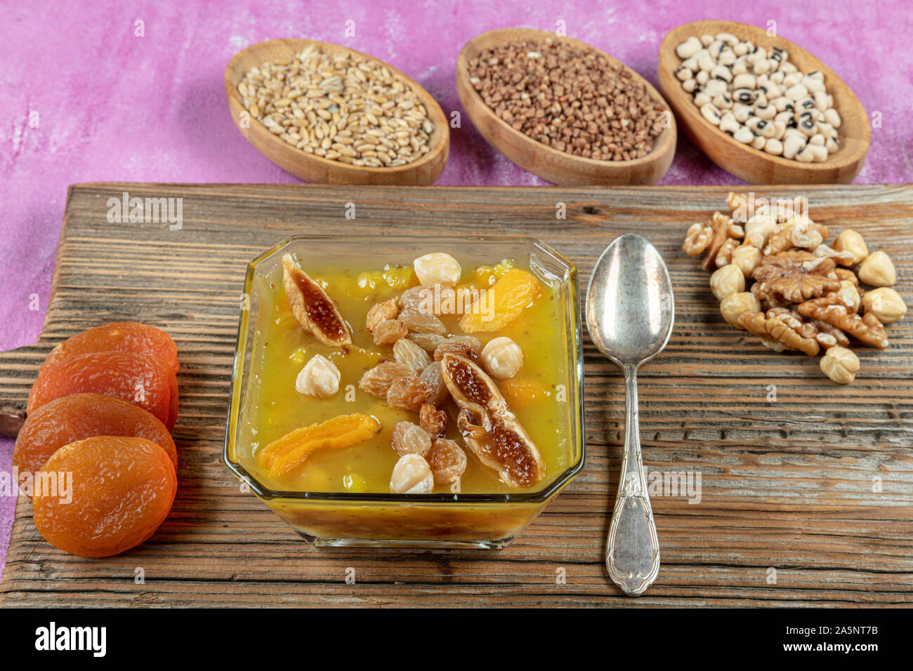 Traditional Turkish dessert ashure, close-up (Noah's Pudding Stock ...