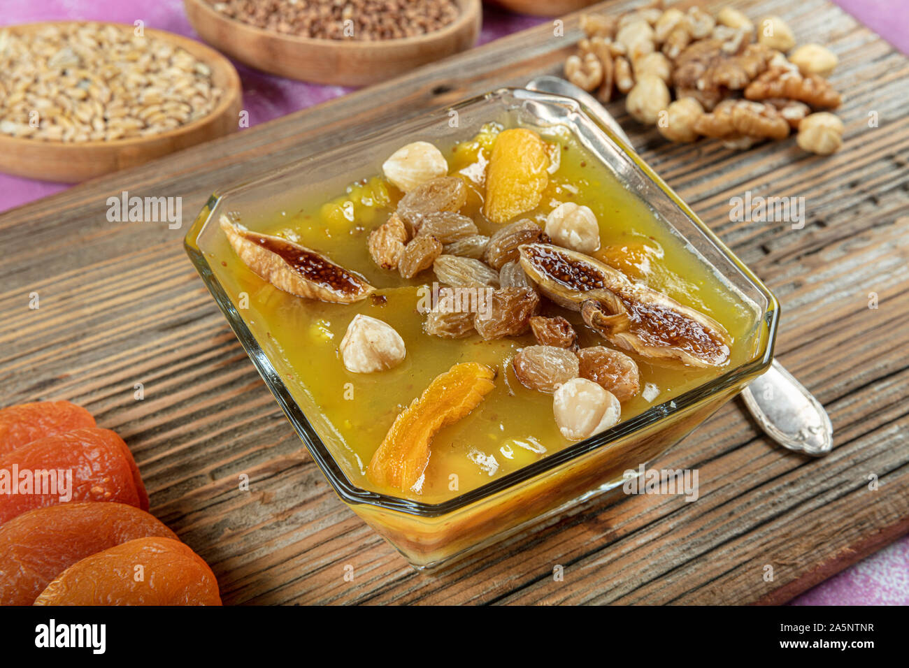 Traditional Turkish dessert ashure, close-up (Noah's Pudding Stock ...