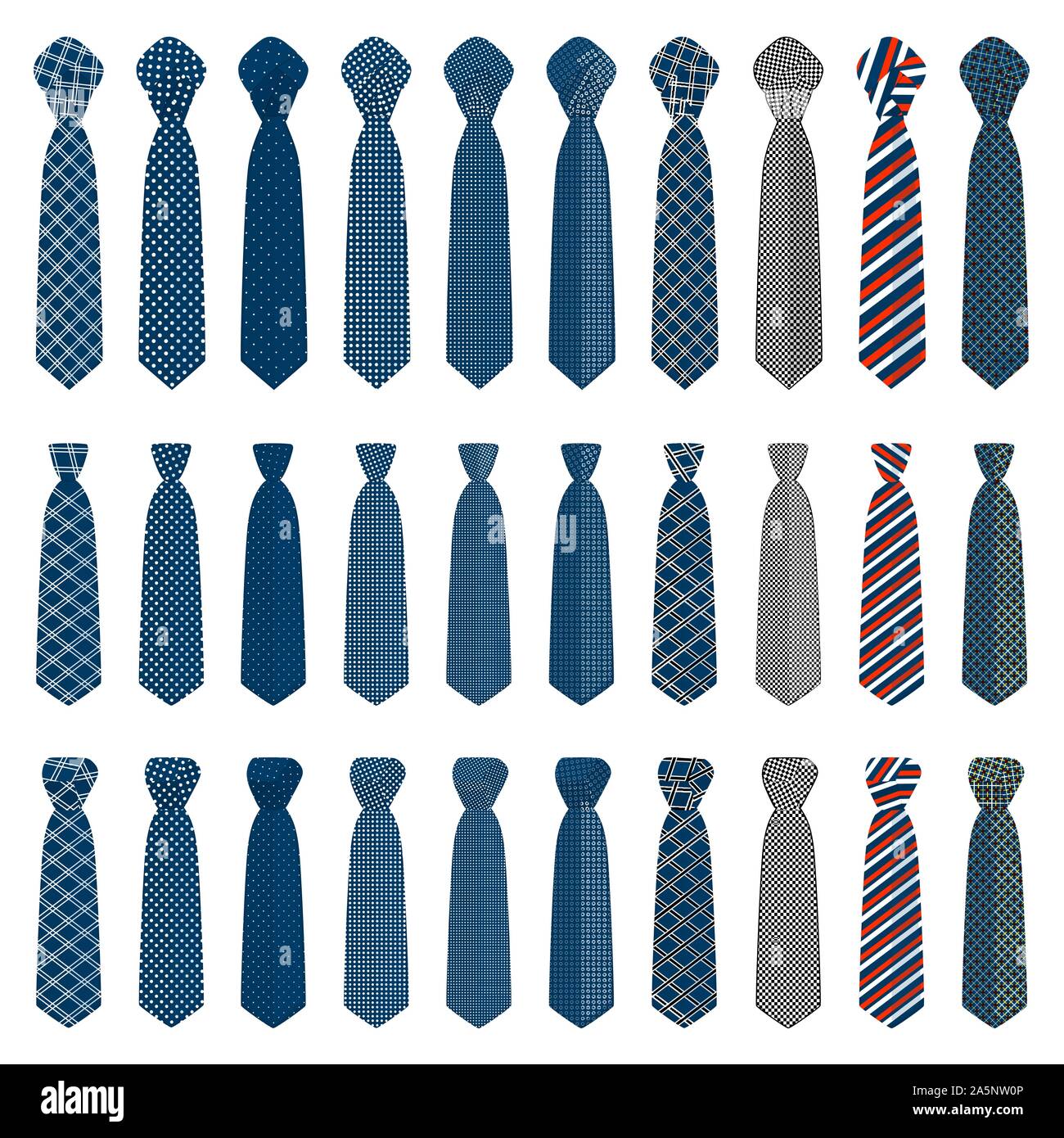 Illustration on theme big set ties different types, neckties various ...
