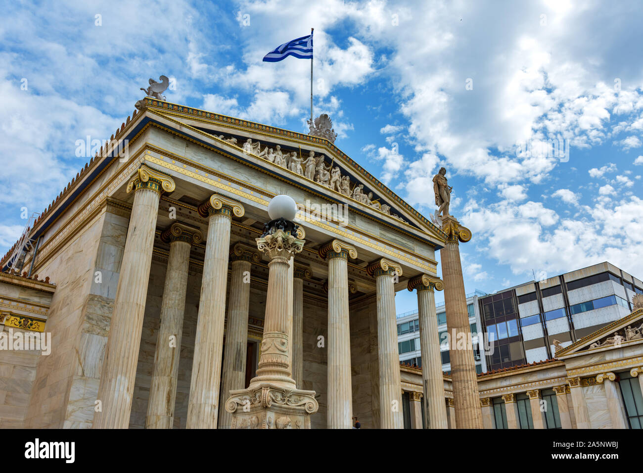 The Neoclassical building of the Academy of Athens in Greece Stock ...
