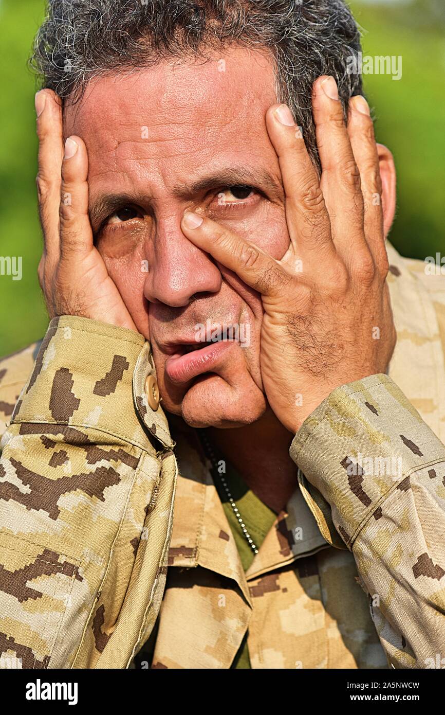 An Anxious Army Veteran Soldier Stock Photo - Alamy