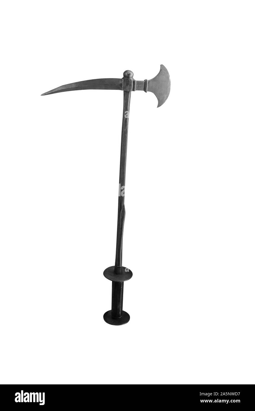 Old halberd isolated on white background Stock Photo - Alamy