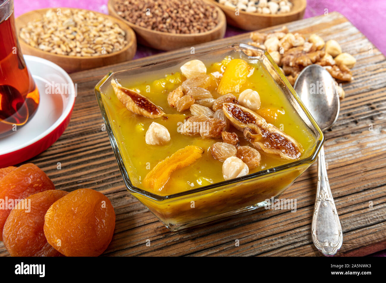 Traditional Turkish dessert ashure, close-up (Noah's Pudding Stock ...