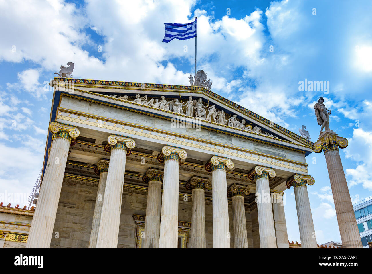The Neoclassical building of the Academy of Athens in Greece Stock ...