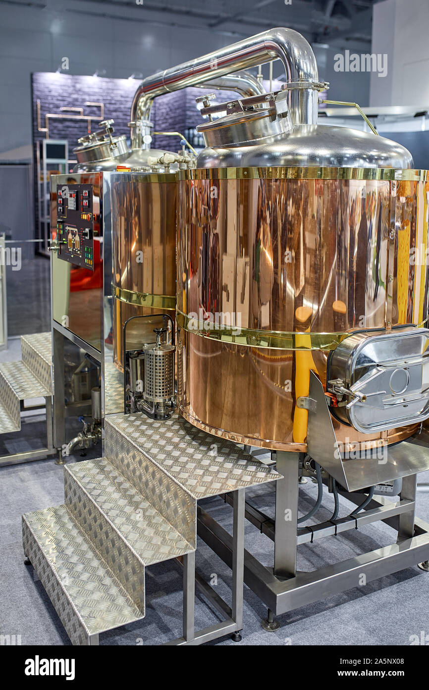 A device for brewing beer. Modern brewing apparatus for a small brewery ...