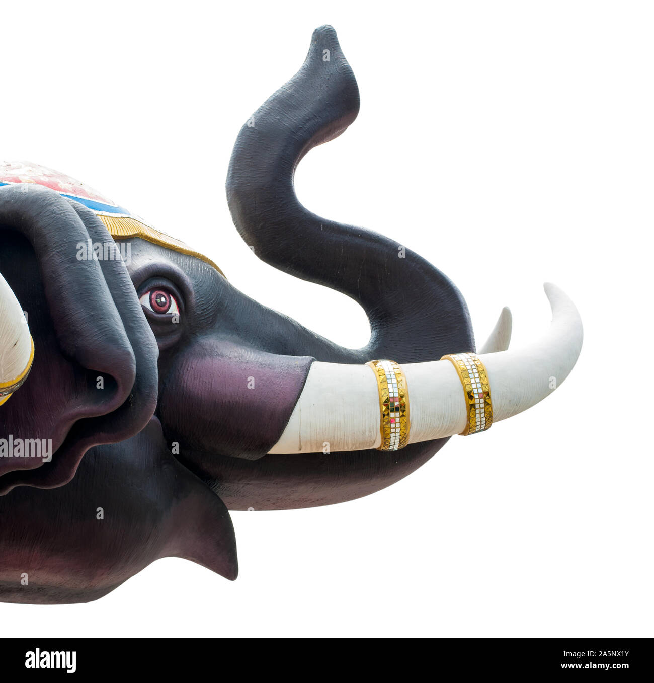 Statue of the elephant headed on white background Stock Photo - Alamy