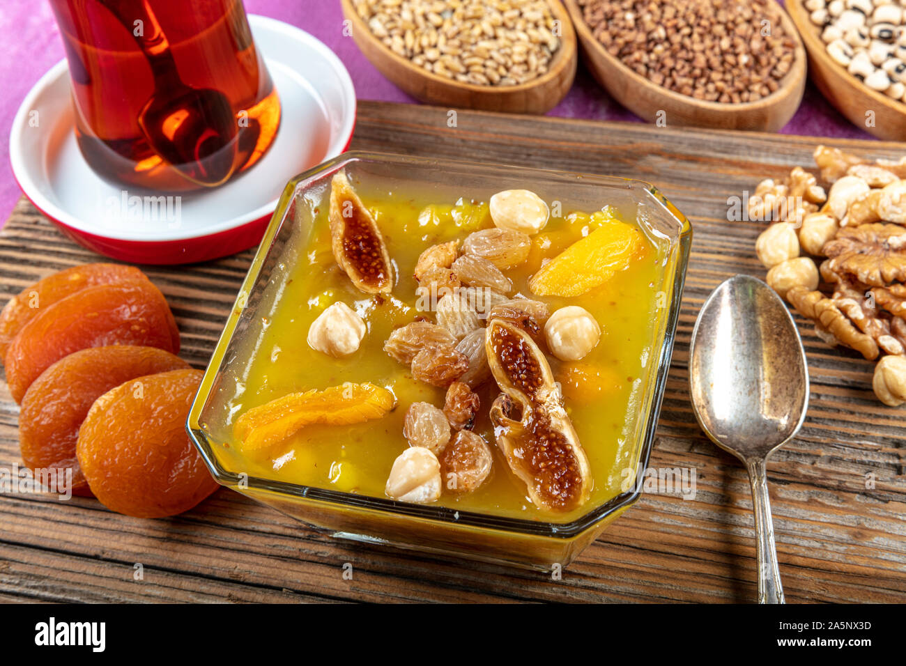 Traditional Turkish dessert ashure, close-up (Noah's Pudding Stock ...