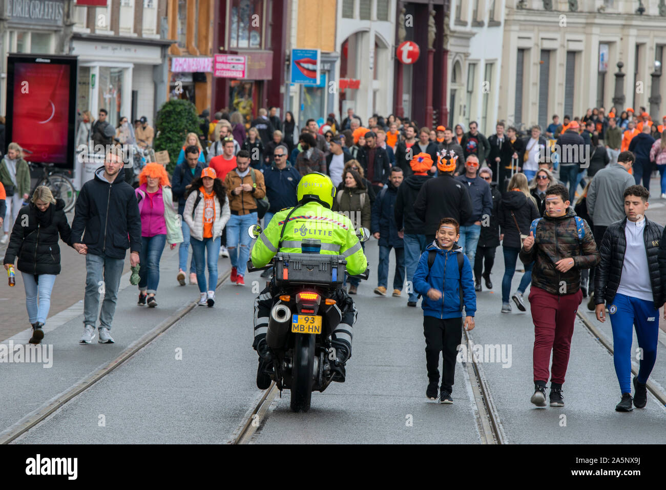 Police Motor At Work During Kingsday Amsterdam The Netherlands 2019 ...