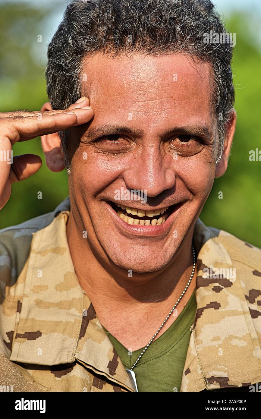 Minority Male Soldier Saluting Stock Photo - Alamy