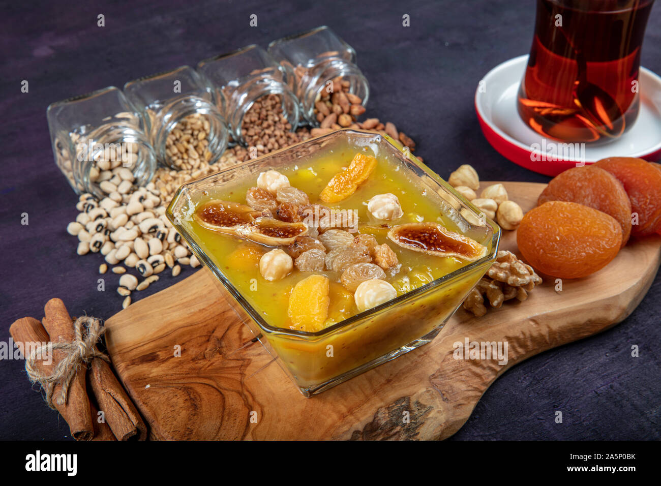 Traditional Turkish dessert ashure, close-up (Noah's Pudding Stock ...