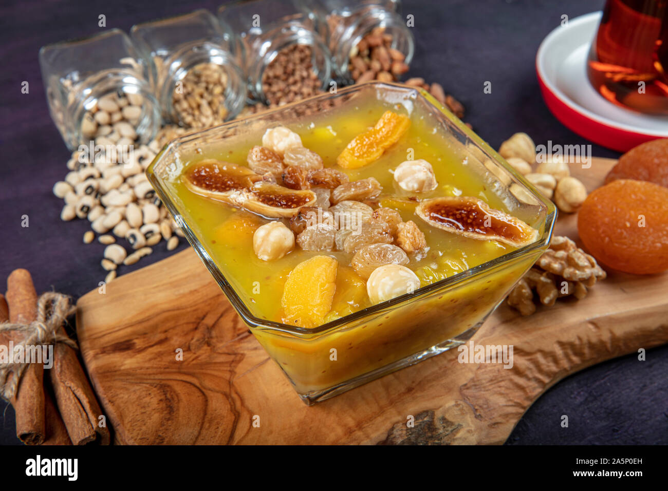 Traditional Turkish dessert ashure, close-up (Noah's Pudding Stock ...