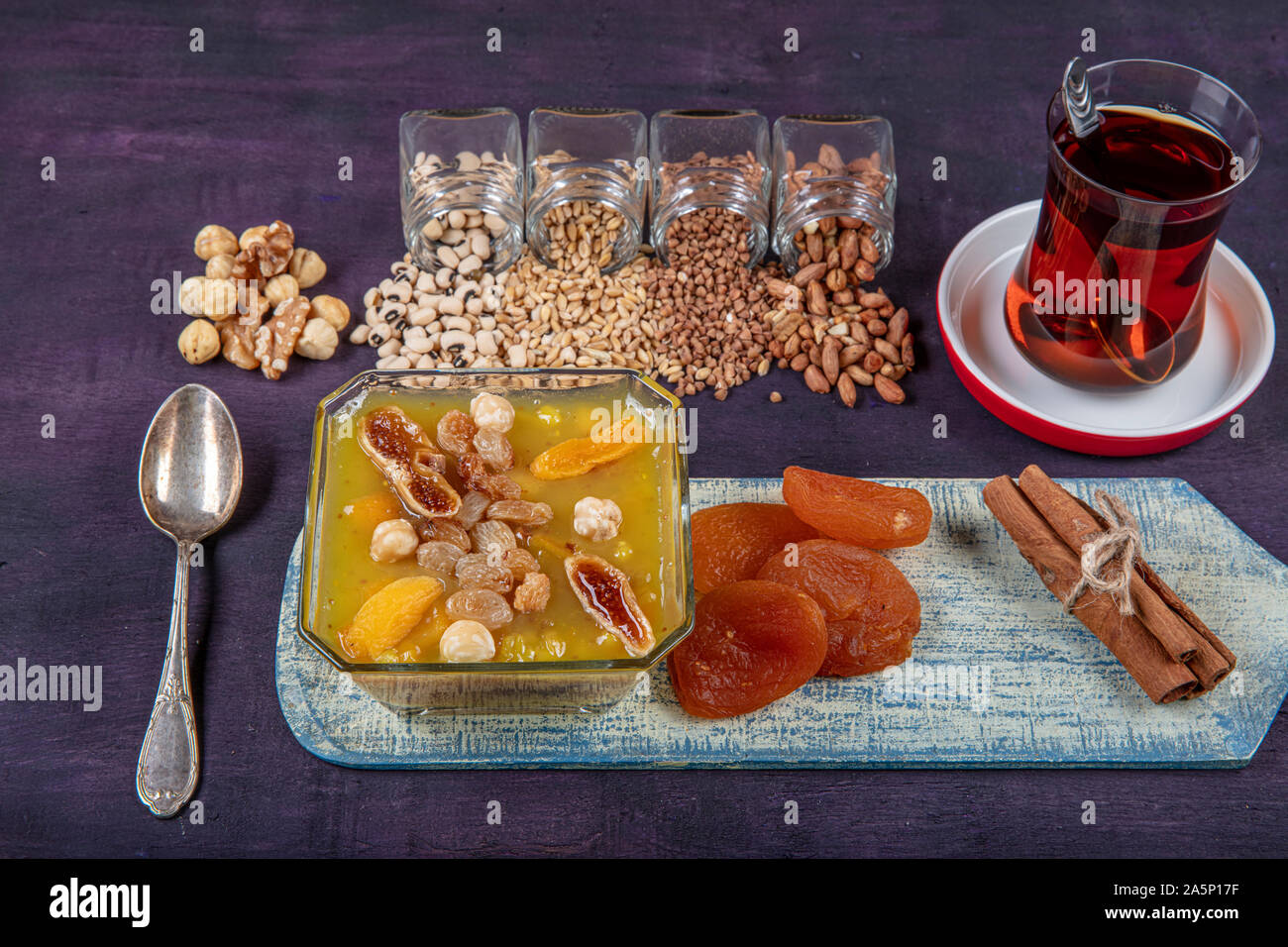 Traditional Turkish dessert ashure, close-up (Noah's Pudding Stock ...