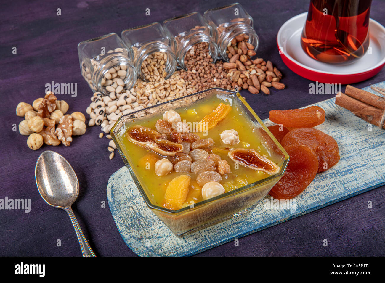 Traditional Turkish dessert ashure, close-up (Noah's Pudding Stock ...