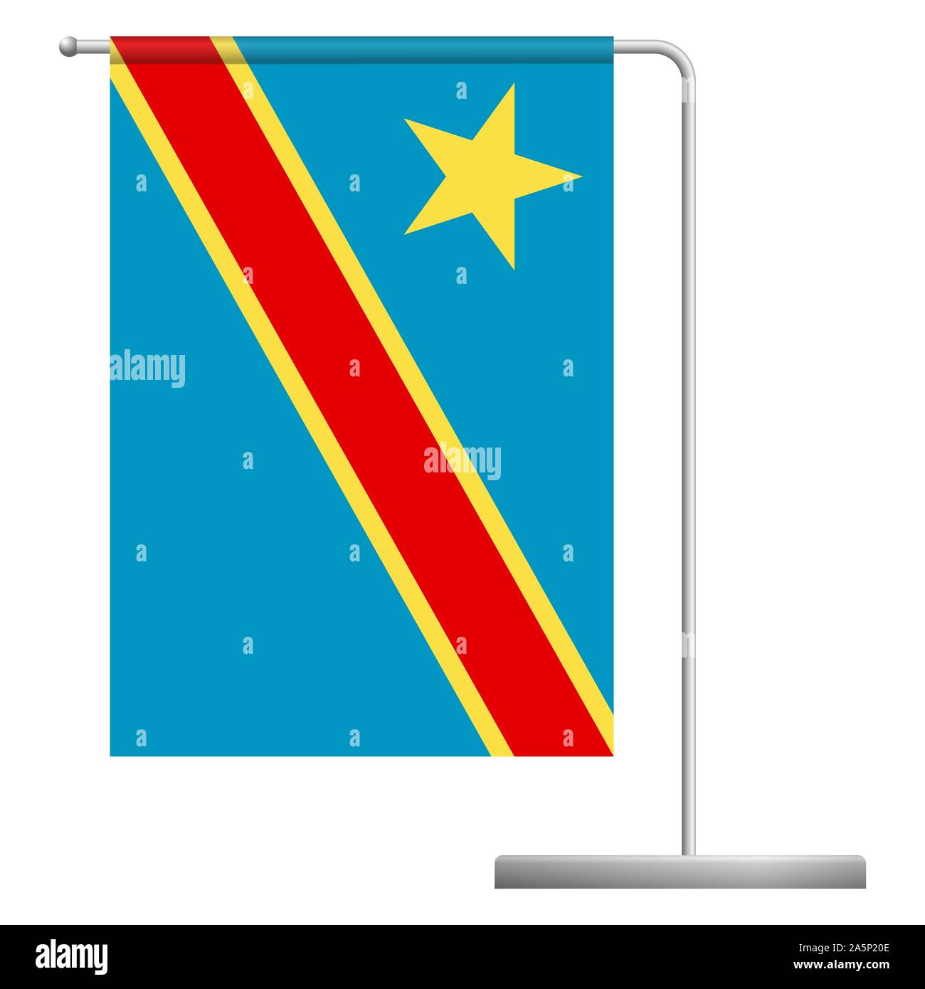 Democratic Republic of the Congo table flag. Metal flagpole. National ...