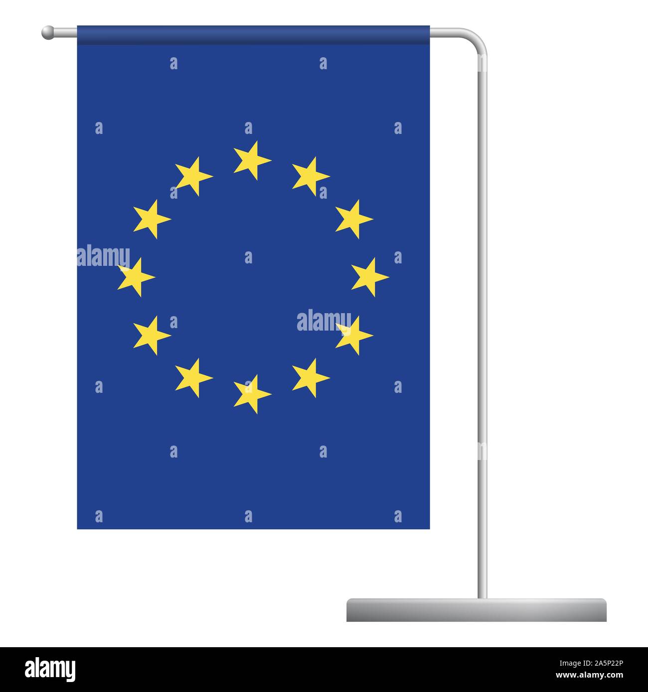 EU table flag. Metal flagpole. Europe flag illustration Stock Photo - Alamy