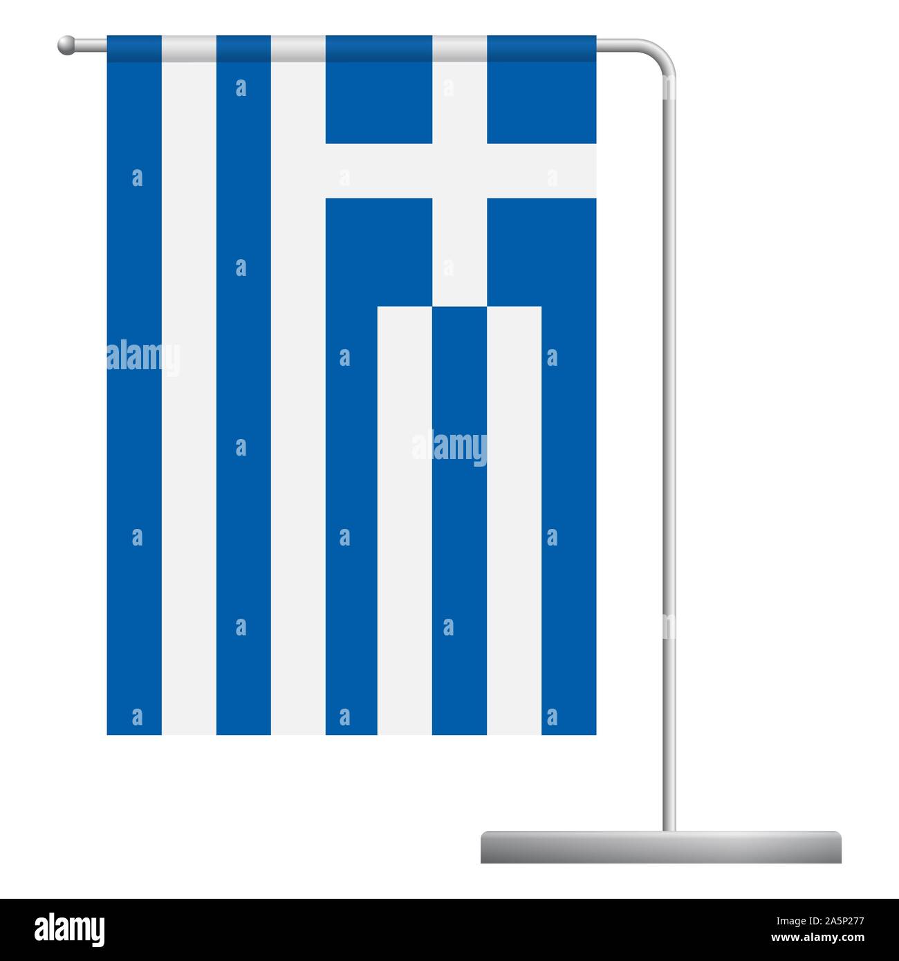 Greece table flag. Metal flagpole. National flag of Greece illustration ...