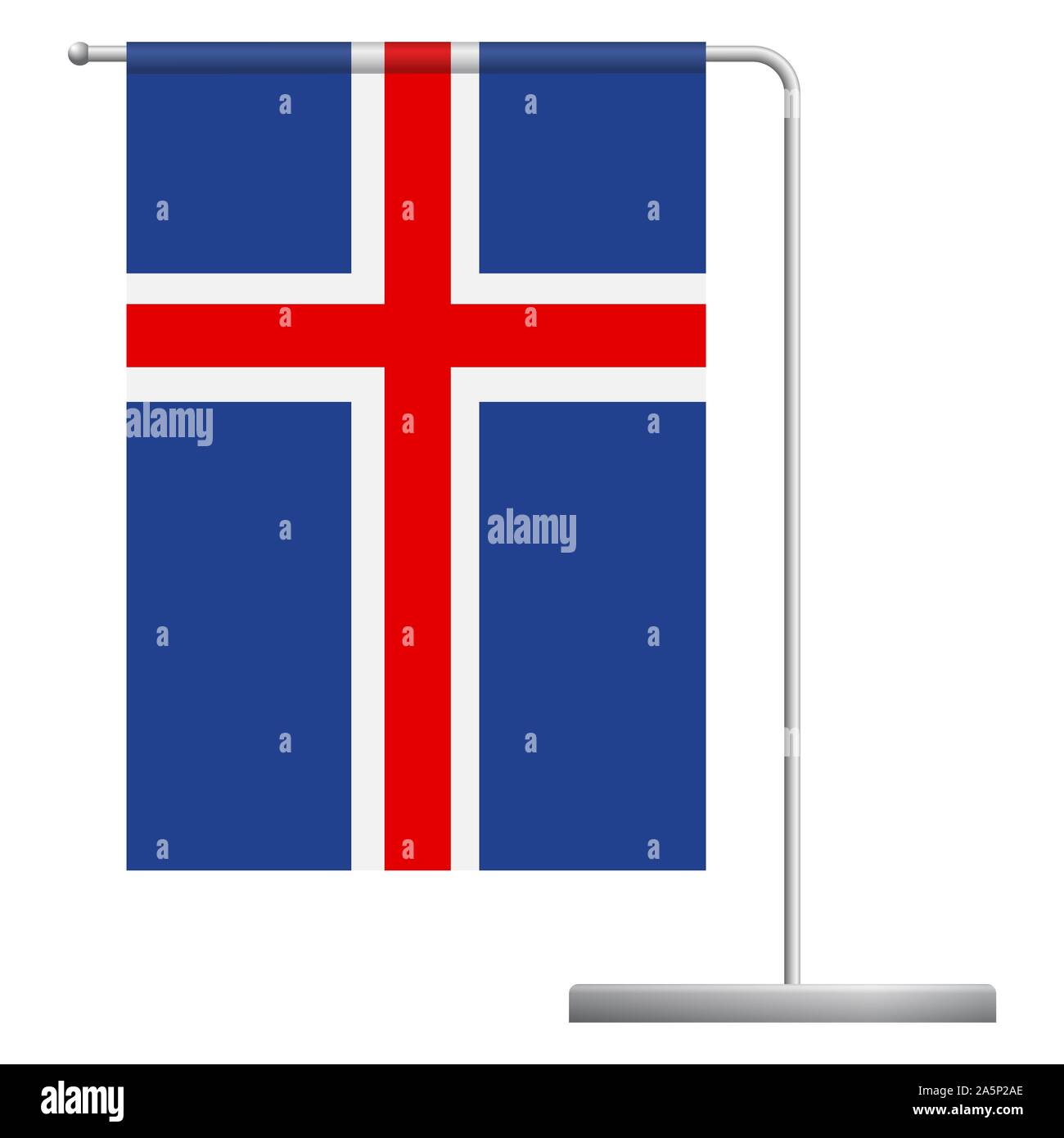 Iceland table flag. Metal flagpole. National flag of Iceland ...