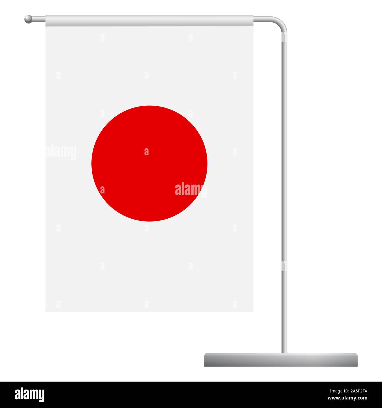 Japan table flag. Metal flagpole. National flag of Japan illustration ...