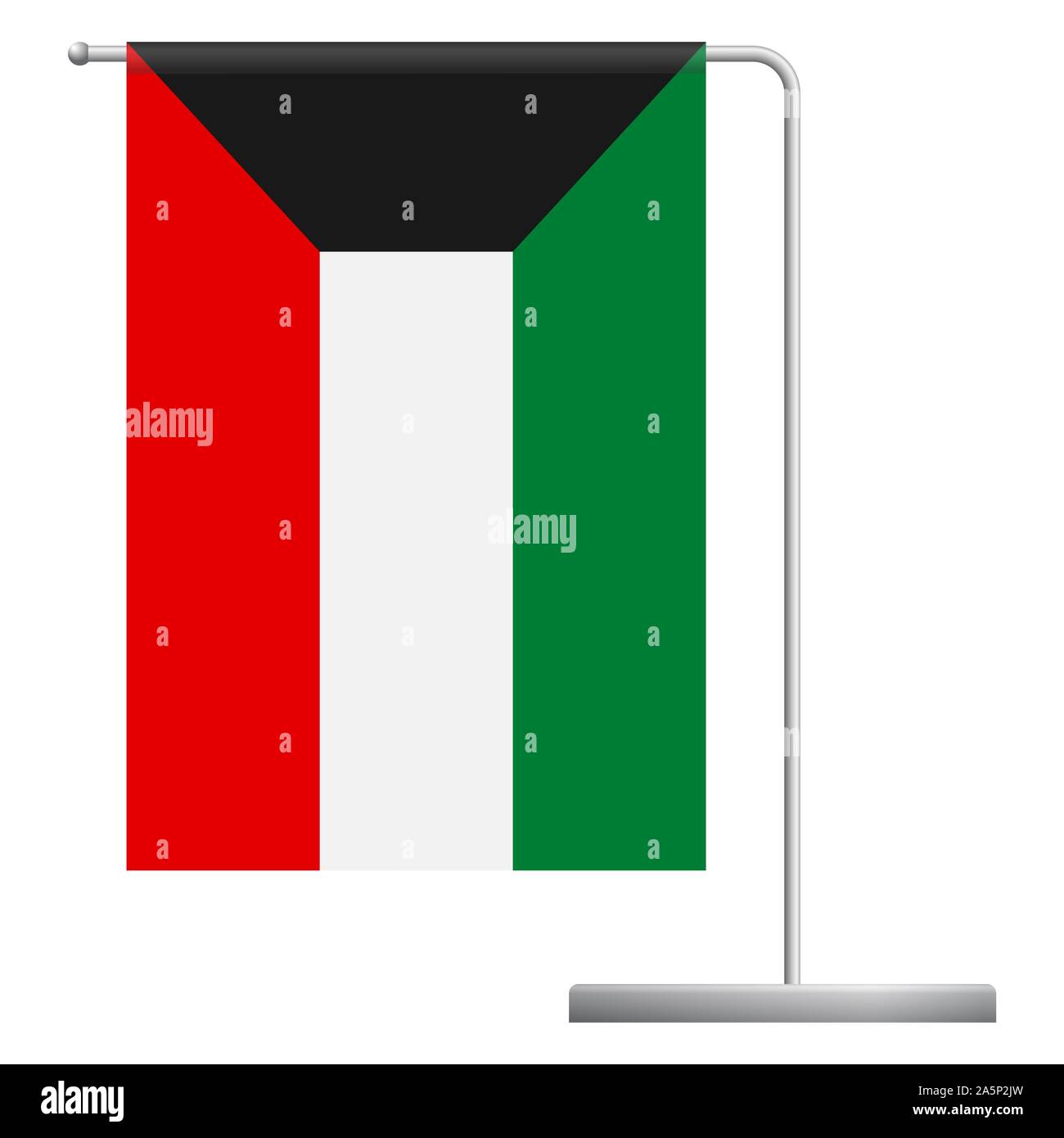 kuwait table flag. Metal flagpole. National flag of Kuwait illustration ...