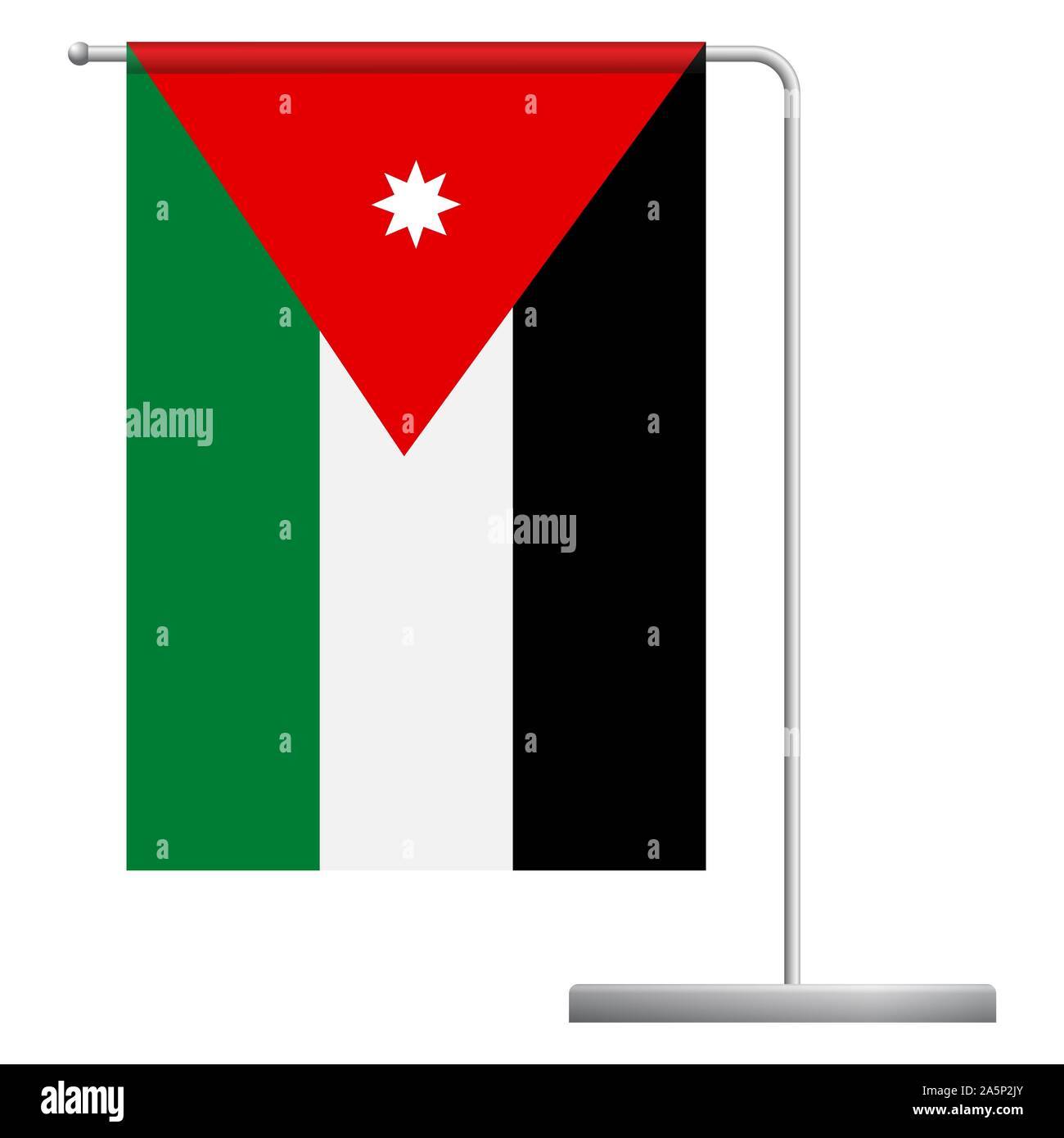 jordan table flag. Metal flagpole. National flag of Jordan illustration ...