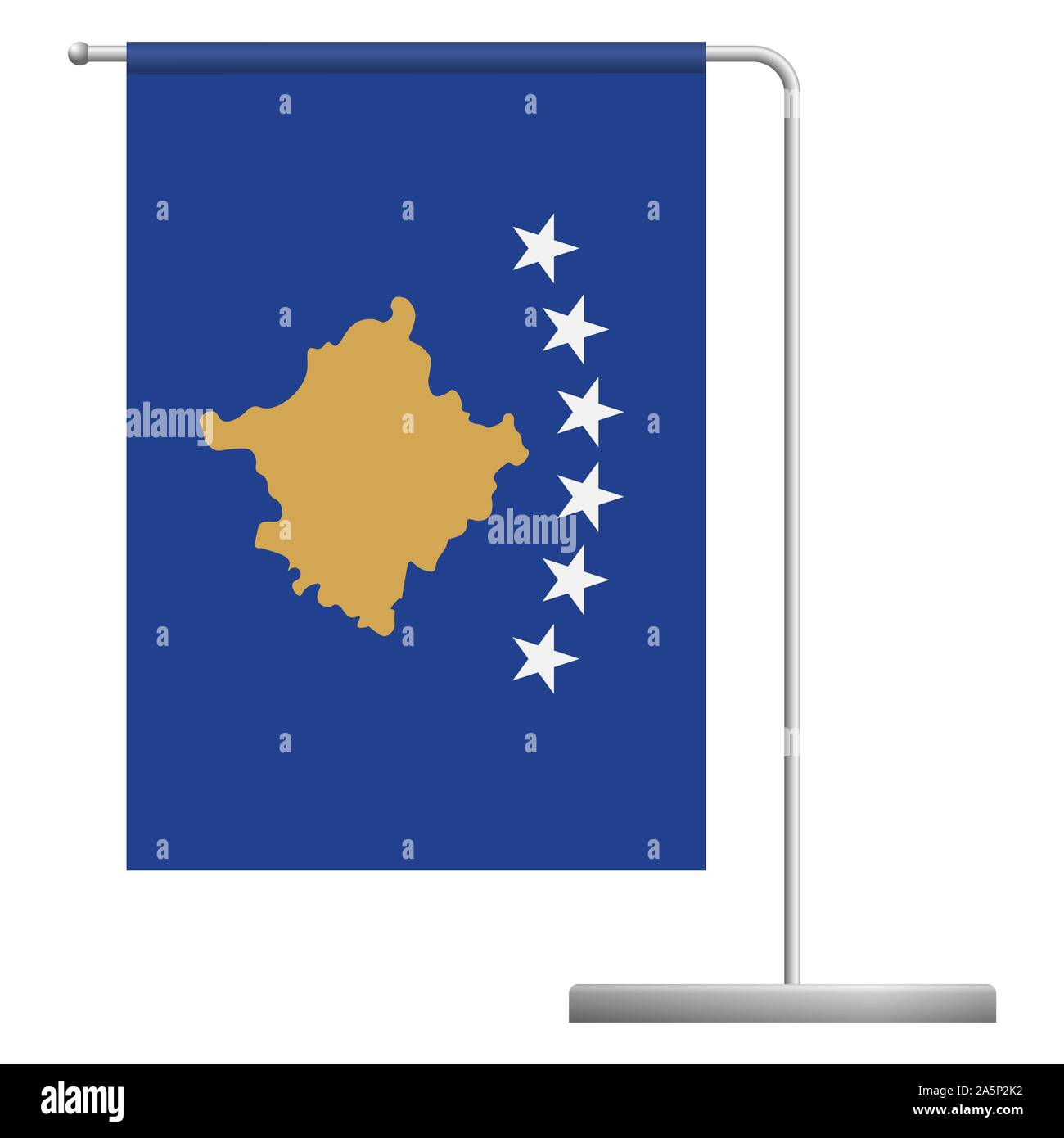 Kosovo Table Flag Metal Flagpole National Flag Of Kosovo Illustration
