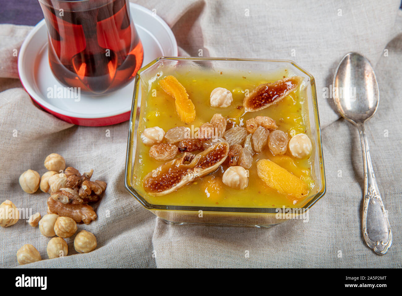 Traditional Turkish dessert ashure, close-up (Noah's Pudding Stock ...
