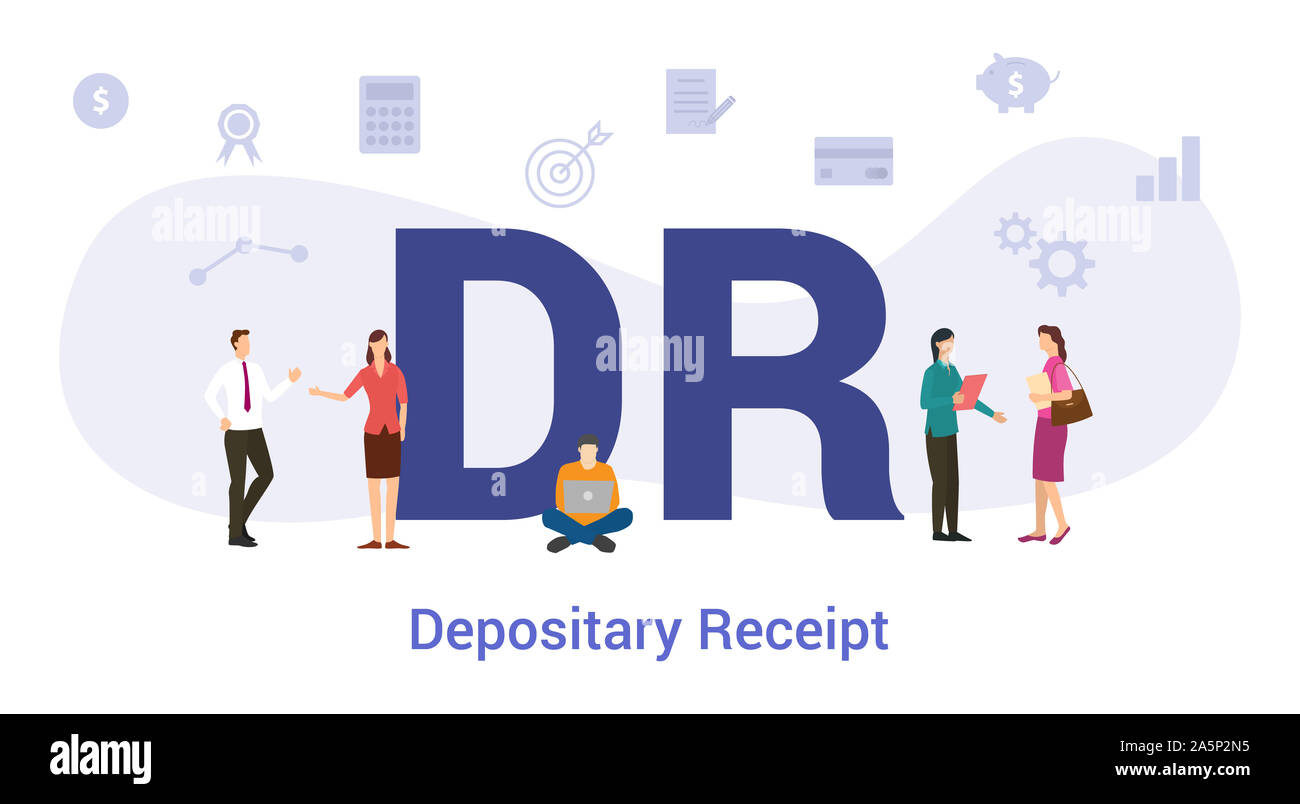 dr depositary receipt concept with big word or text and team people ...
