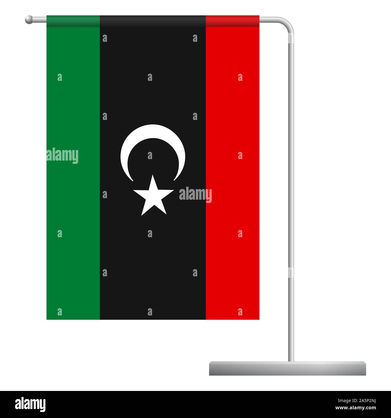 libya table flag. Metal flagpole. National flag of libya illustration ...