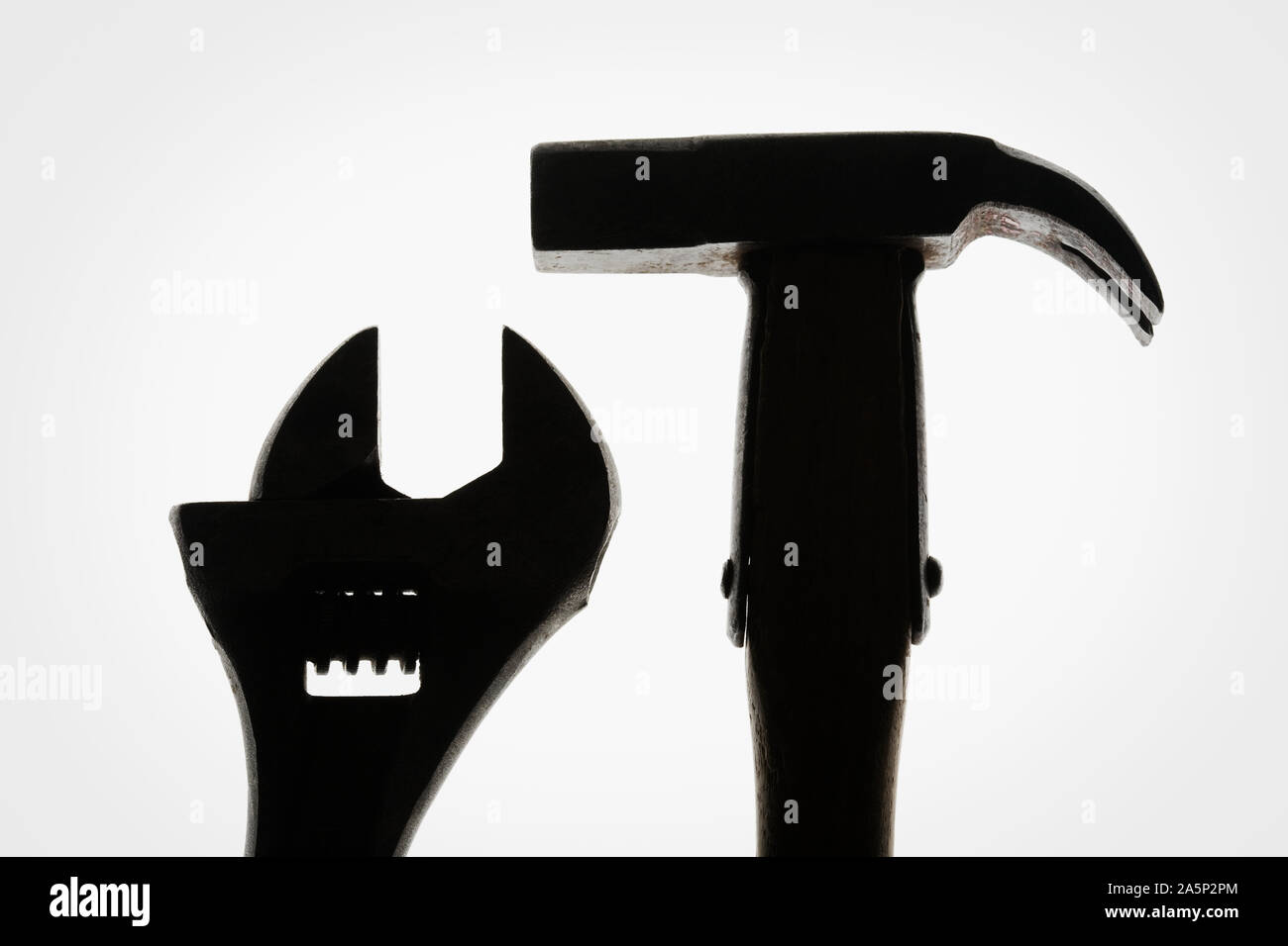 Hammer and wrench Stock Photo - Alamy