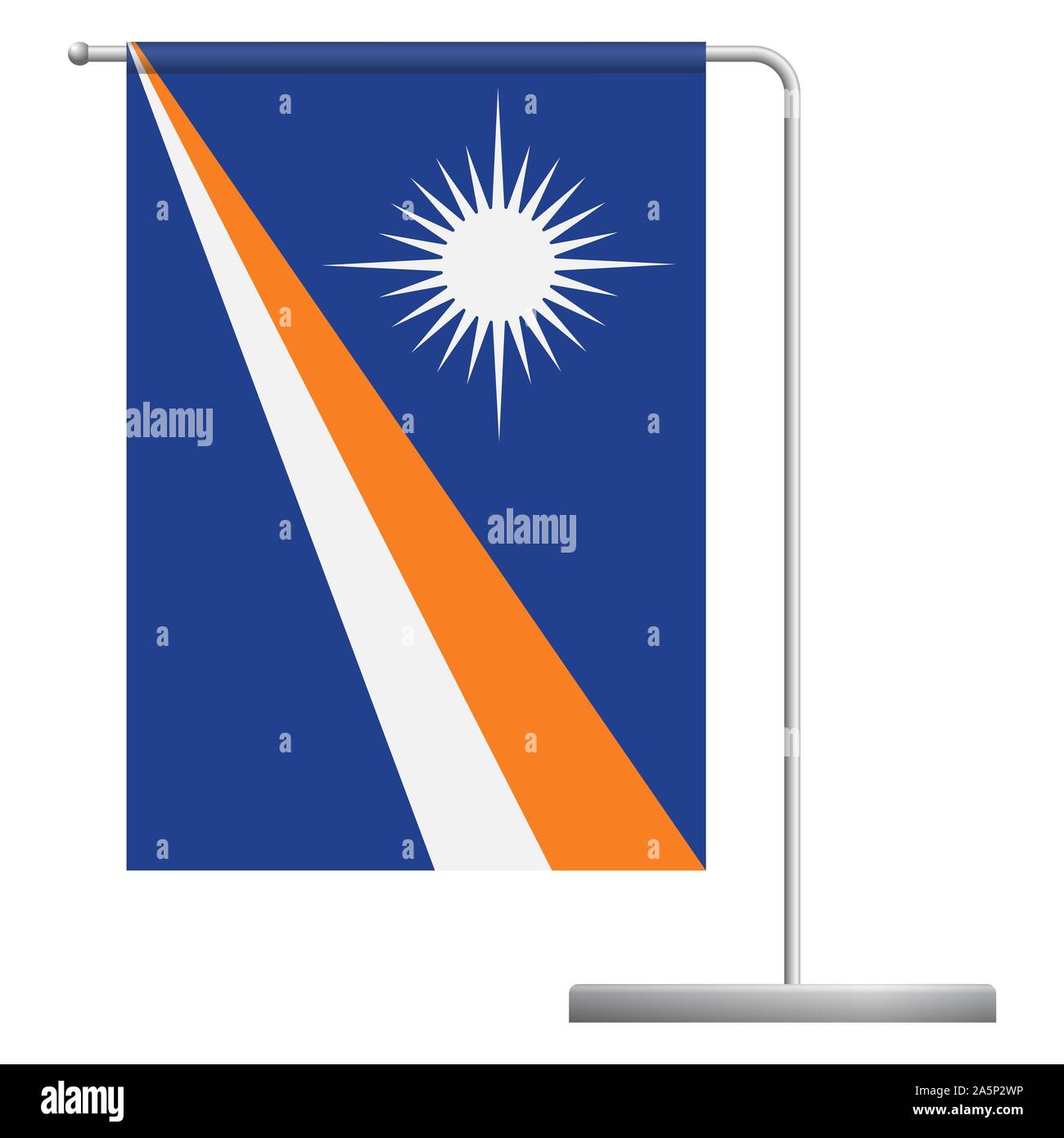 Marshall Islands table flag. Metal flagpole. National flag of Marshall ...