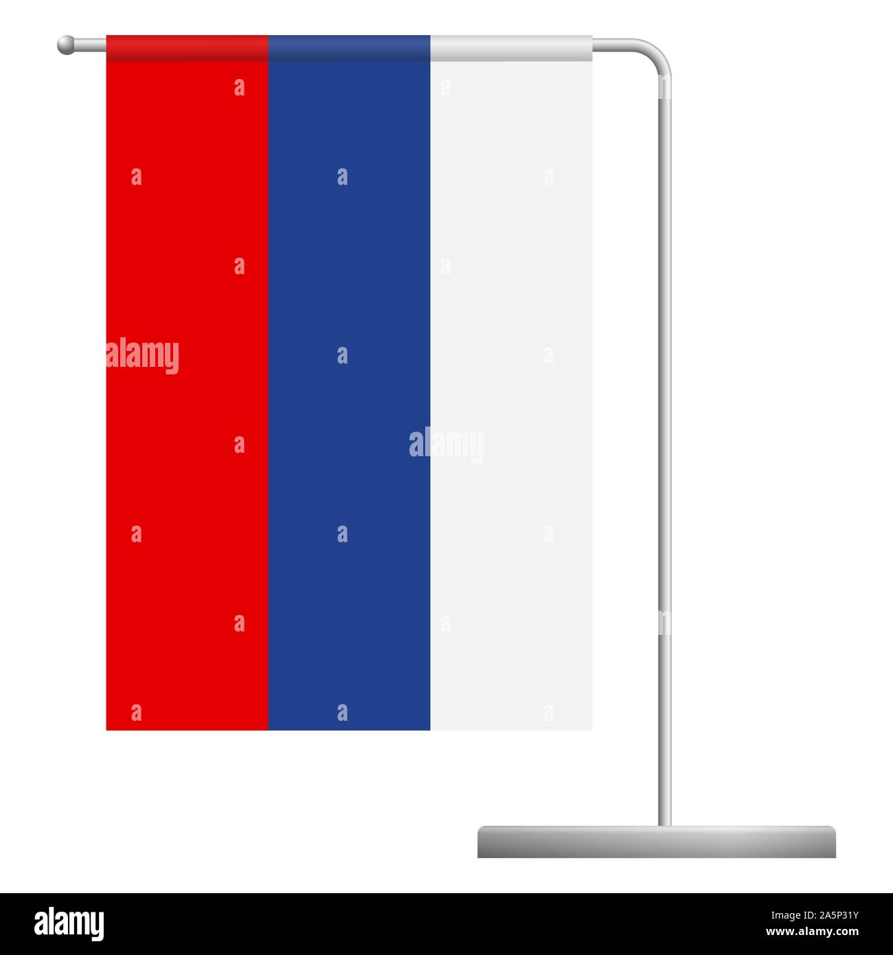 Russia table flag. Metal flagpole. National flag of Russia illustration ...