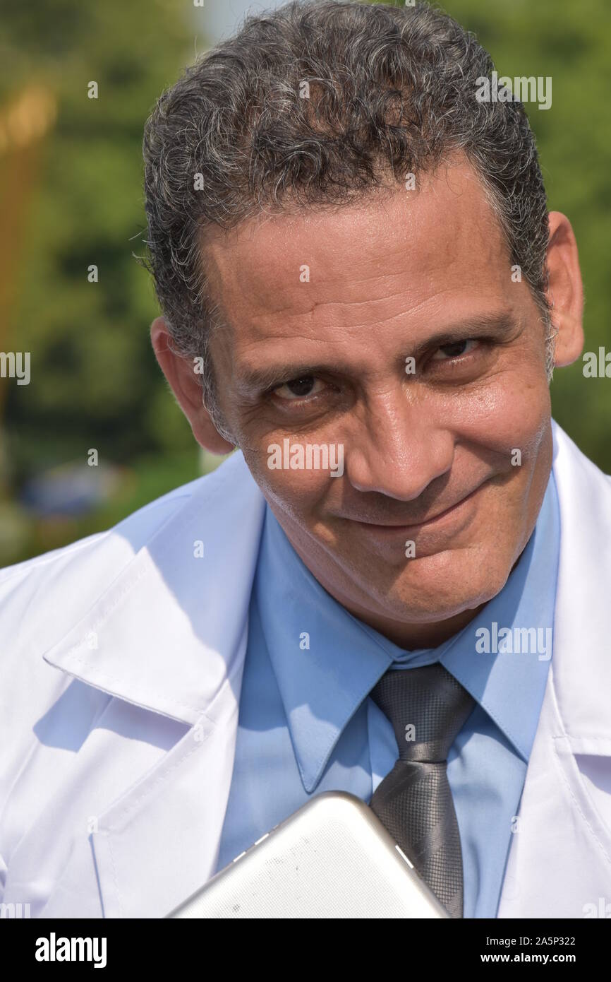 Happy Handsome Male Medic Wearing Lab Coat Stock Photo - Alamy