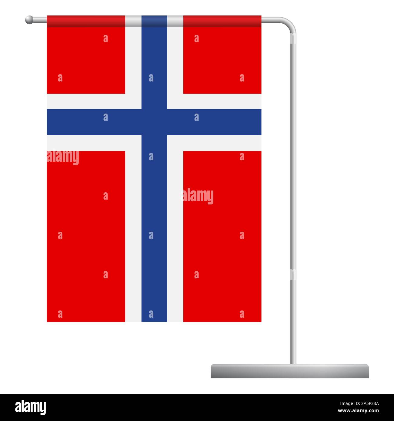 Norway table flag. Metal flagpole. National flag of Norway illustration ...