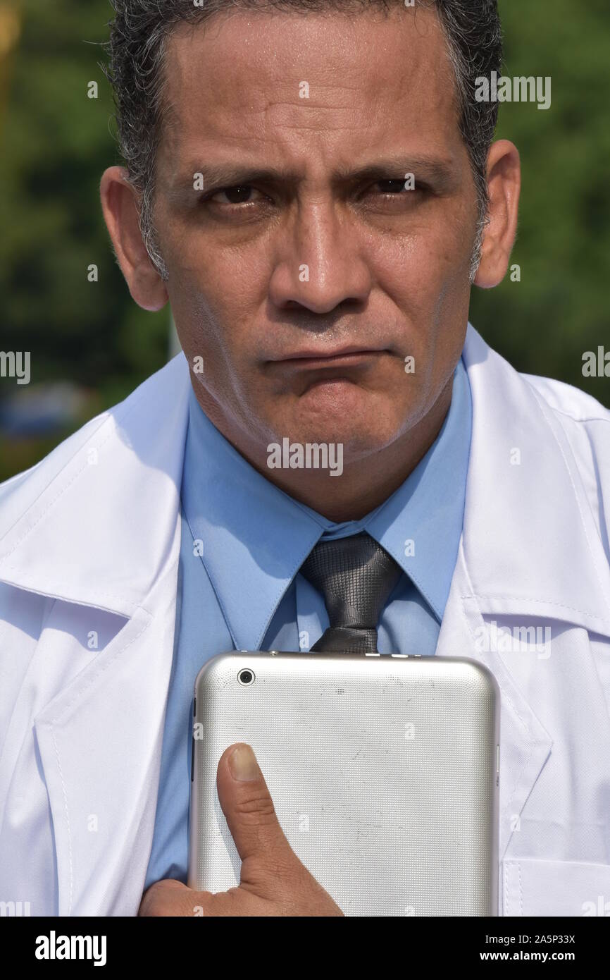 Serious Male Doctor Wearing Lab Coat Stock Photo - Alamy