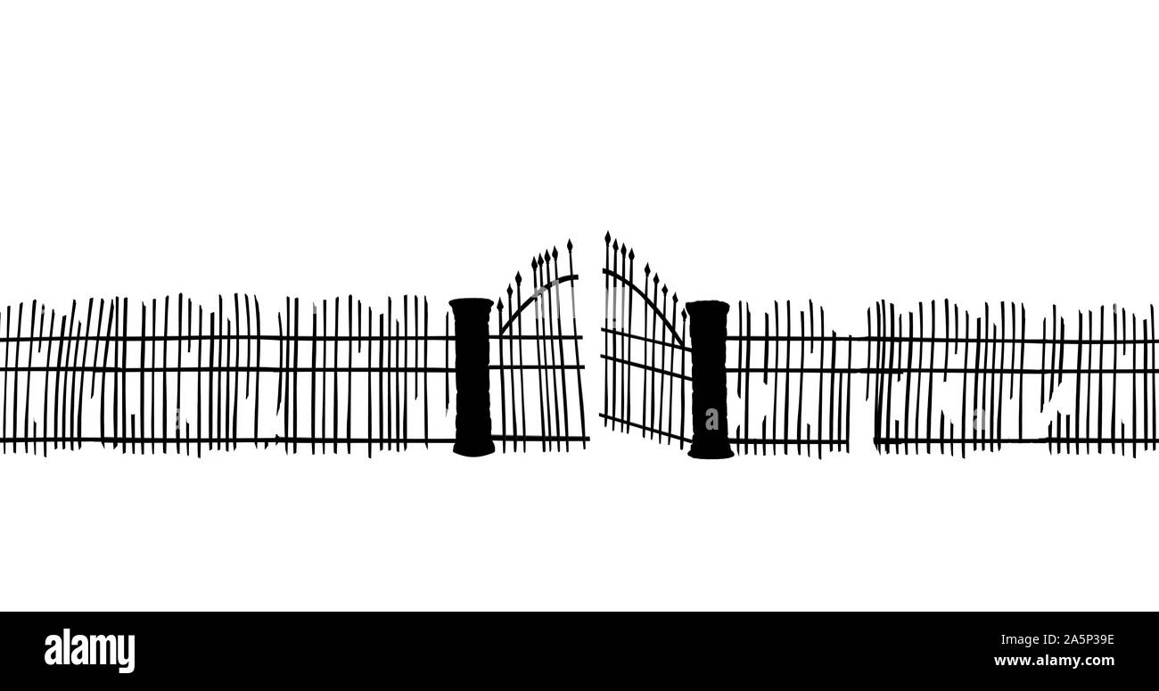 Cemetery Gates Black Silhouette Isolated On White Background Stock ...