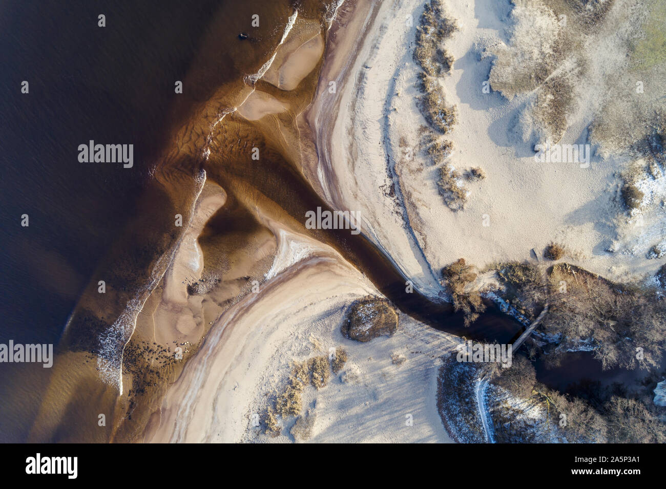 Aerial view of river estuary Stock Photo - Alamy