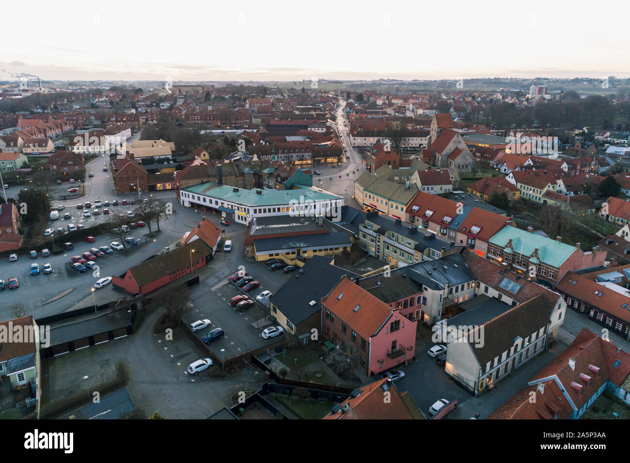 Aerial view of town Stock Photo - Alamy