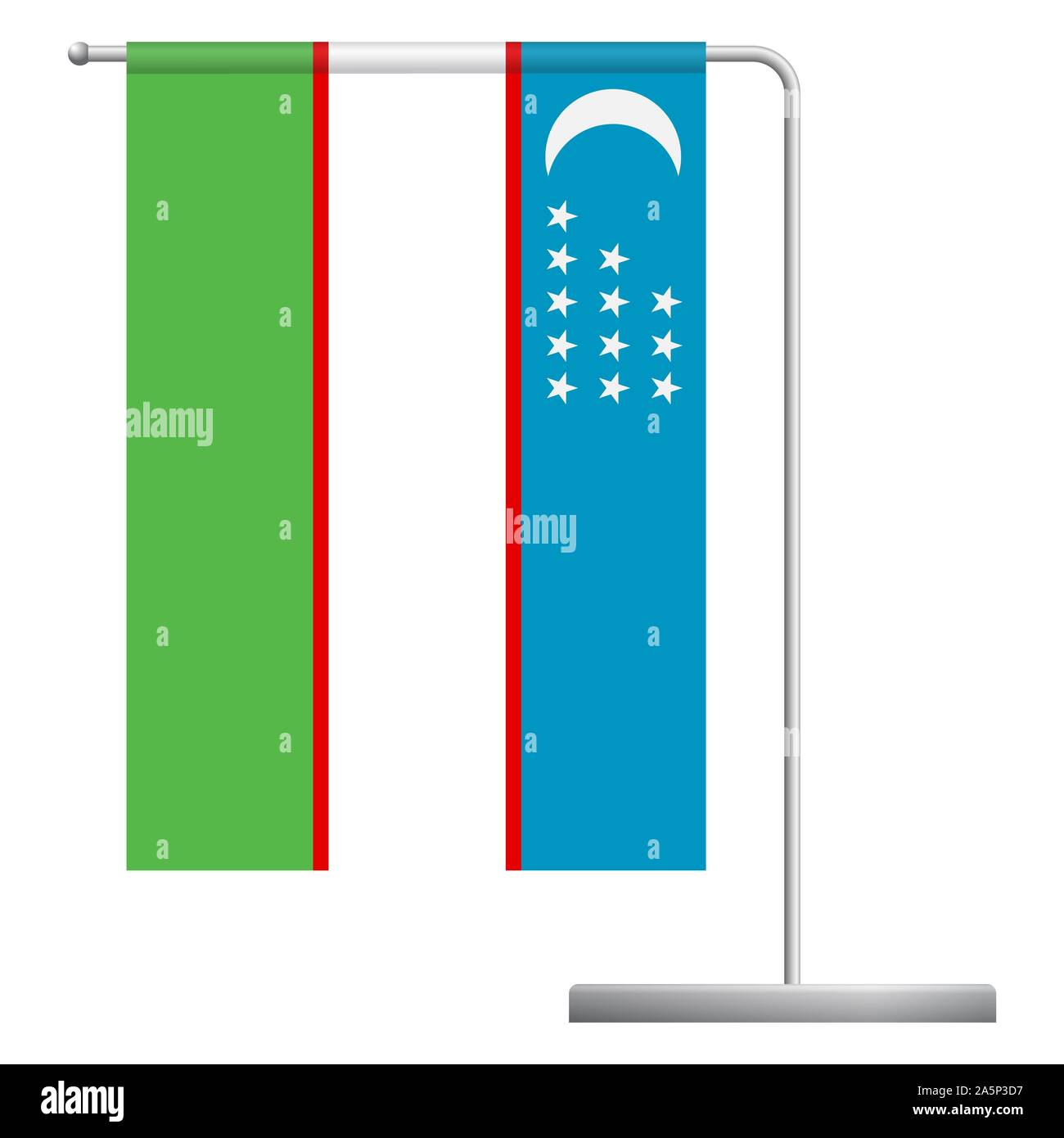 Uzbekistan table flag. Metal flagpole. National flag of Uzbekistan ...
