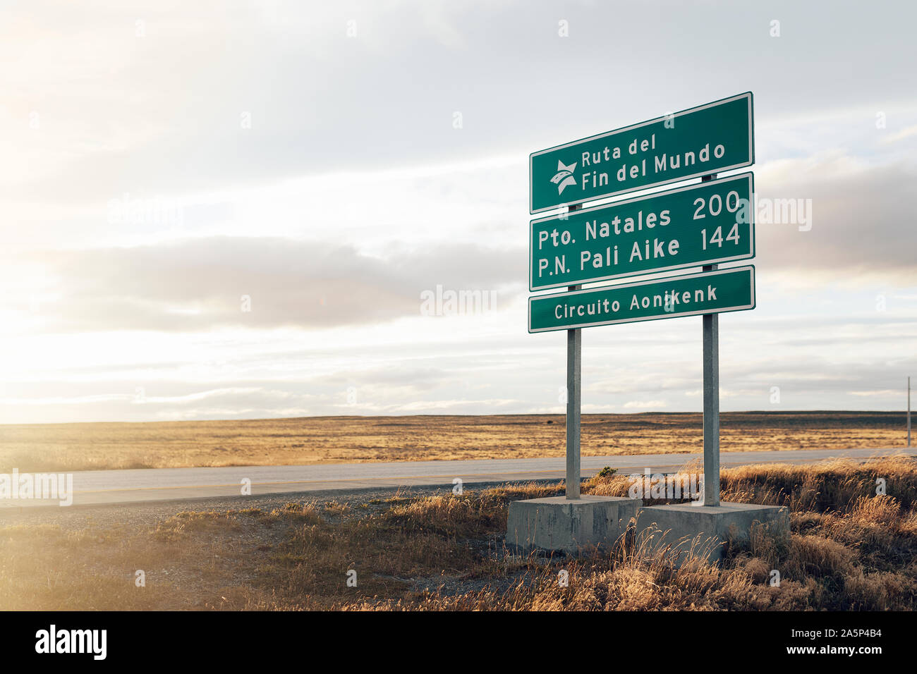 Road sign, Patagonia, Chile Stock Photo - Alamy