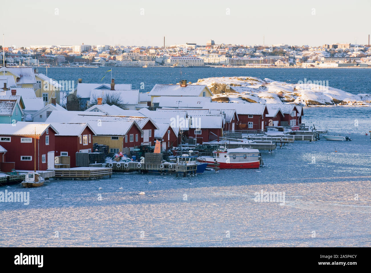 Buildings at frozen sea Stock Photo - Alamy