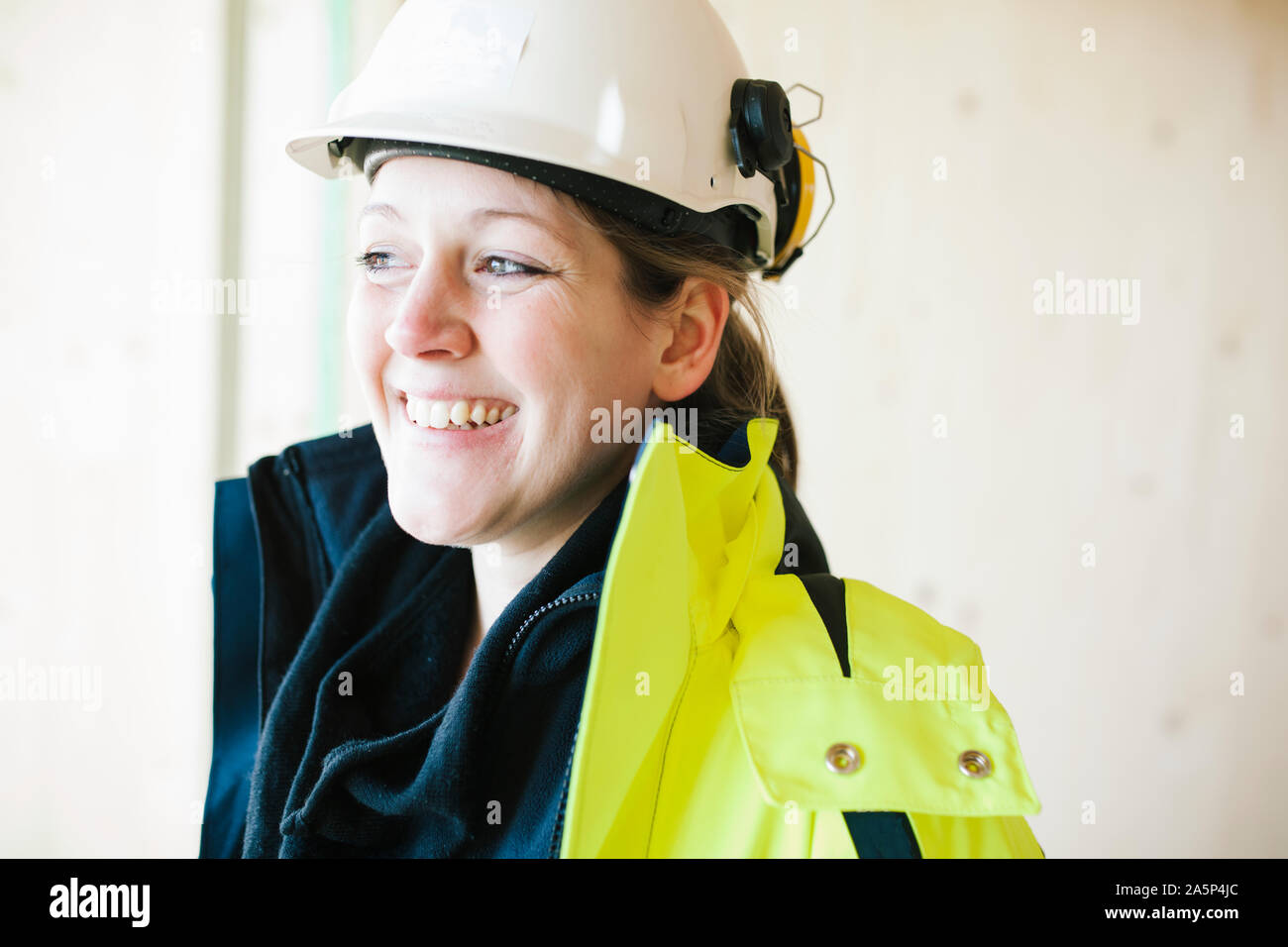 Female construction worker on building site Stock Photo - Alamy