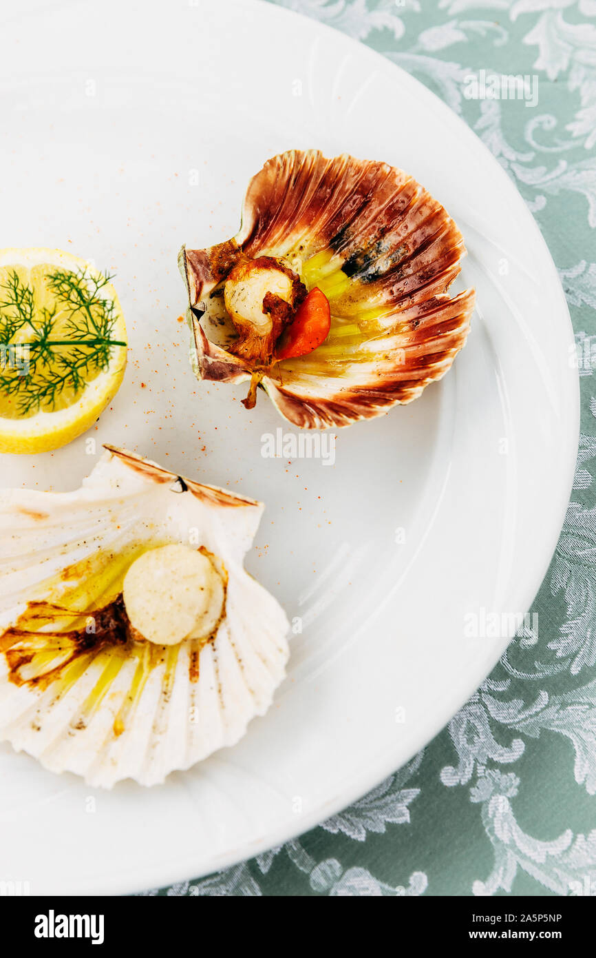 Seafood on plate Stock Photo - Alamy